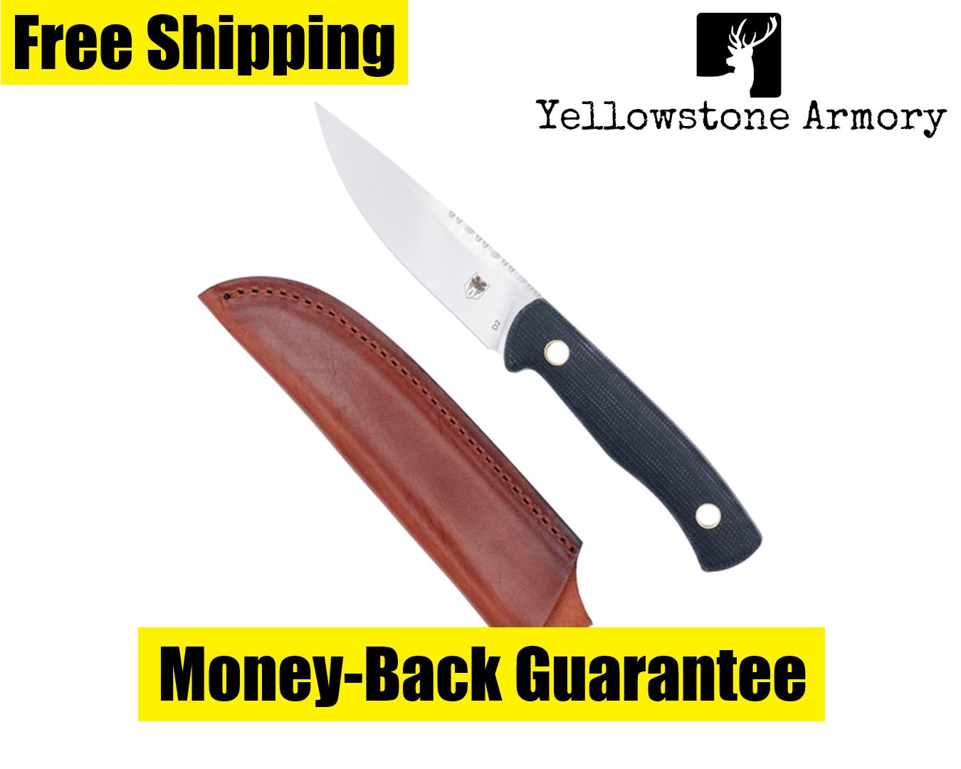 COBRATEC KOONSMAN 4" FIXED BLD BLACK D2 W/LEATHER SHEATH CTKMNBLK ...