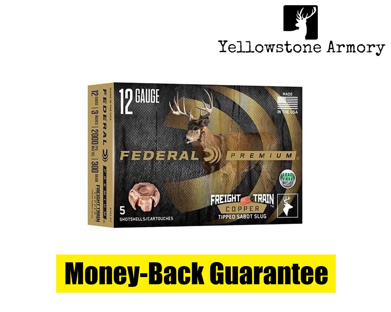 FEDERAL 12GA 2-3/4" 300GR FREIGHT TRAIN COPPER SABOT SLUG 5 P152 FT ...