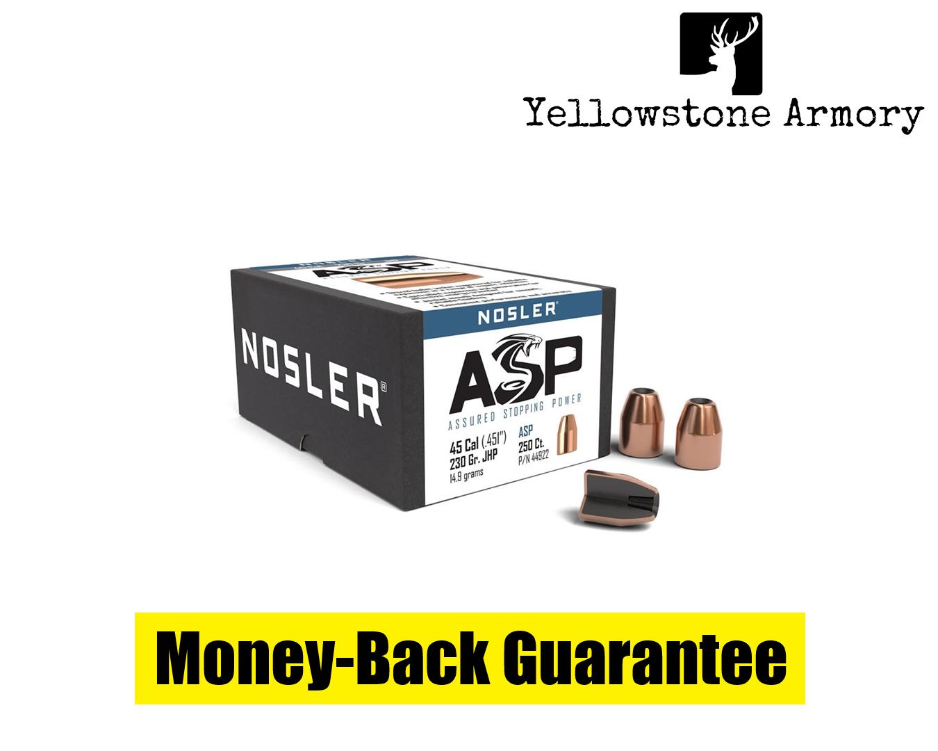 Nosler Sporting Handgun Pistol Bullets .45 cal .451" 230 gr JHP 44922 ...