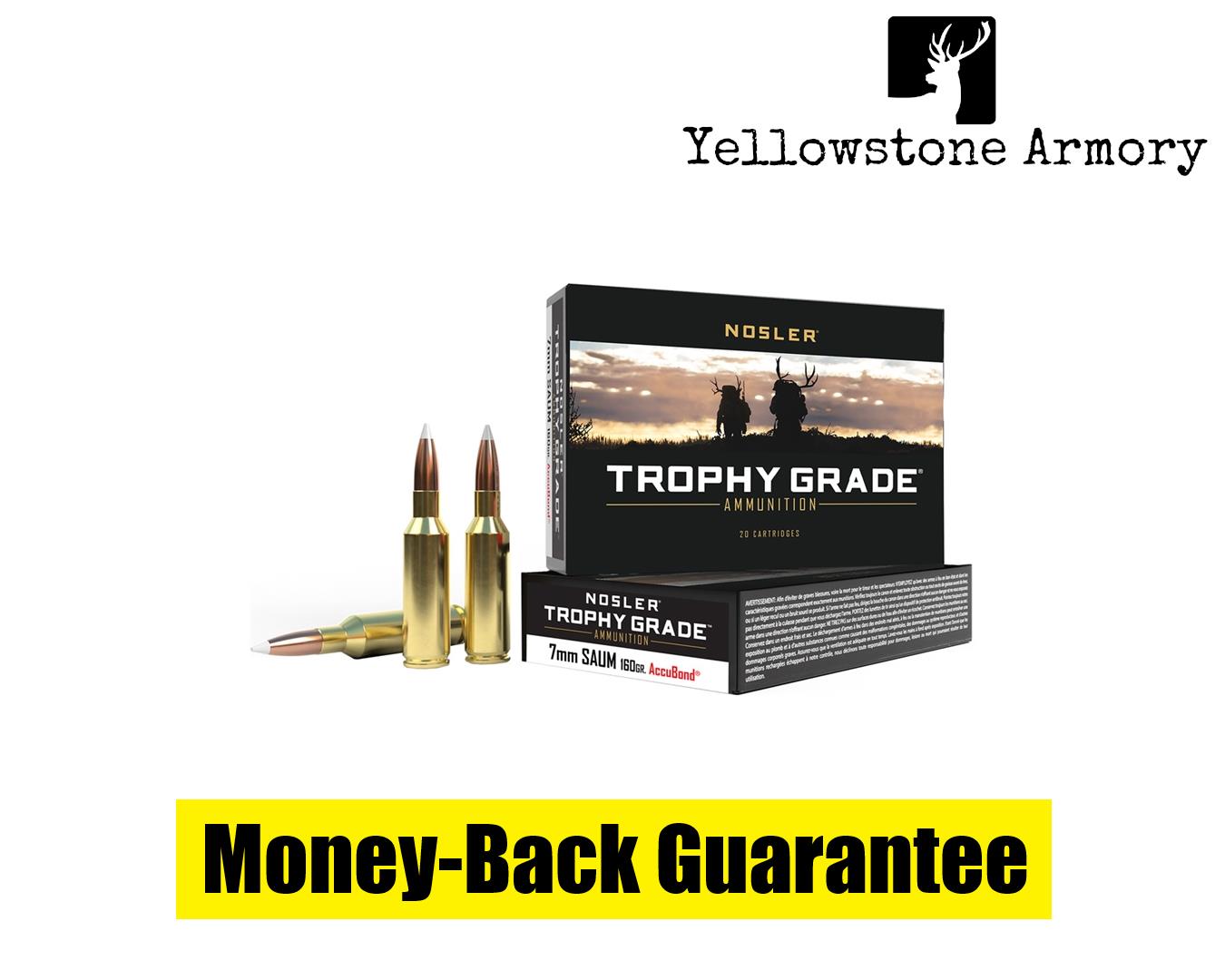 Nosler Trophy Grade Rifle Ammunition 7mm SAUM 160 gr. AB SP 20 rd ...