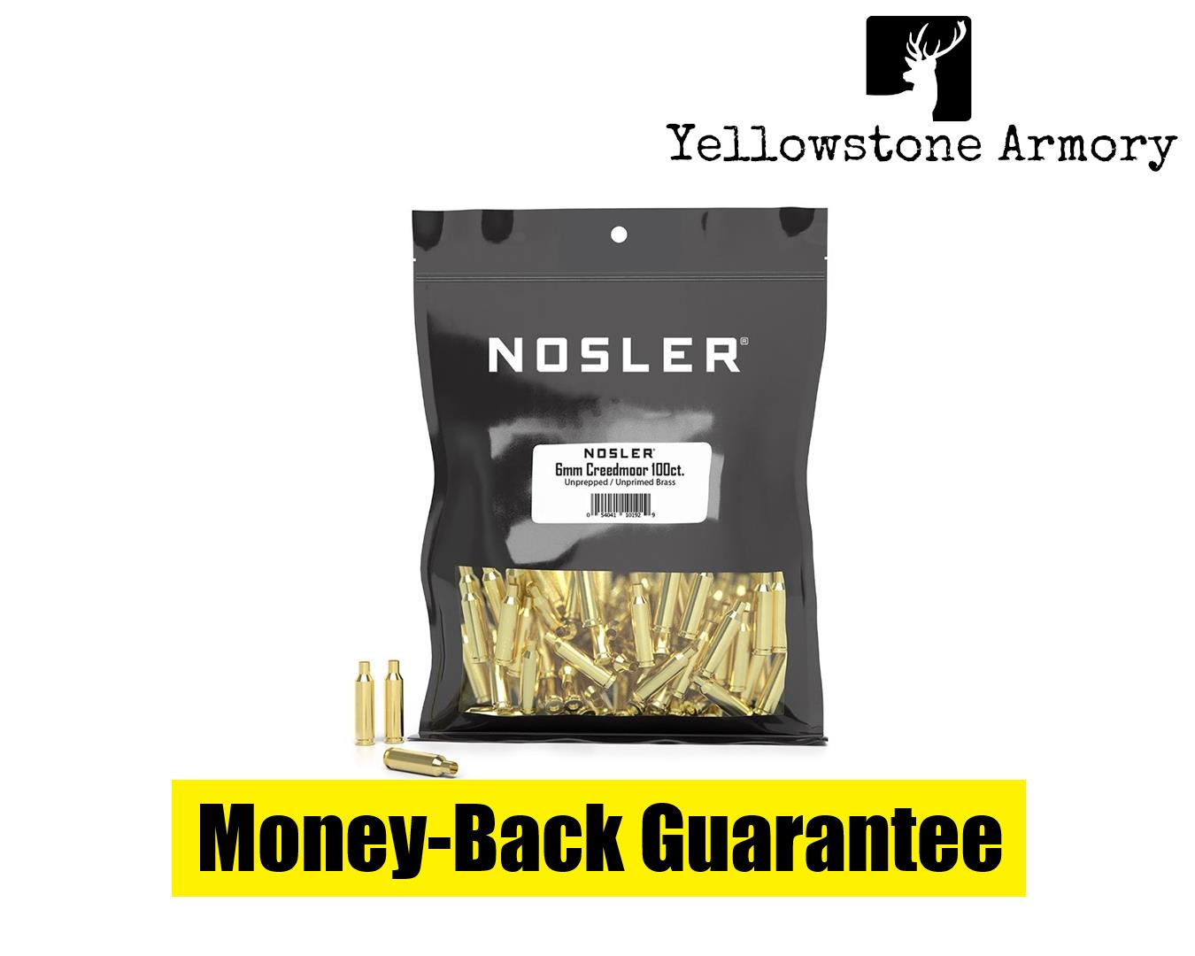 Nosler Unprimed Unprepped Brass Rifle Cartridge Cases 6mm Creedmoor ...