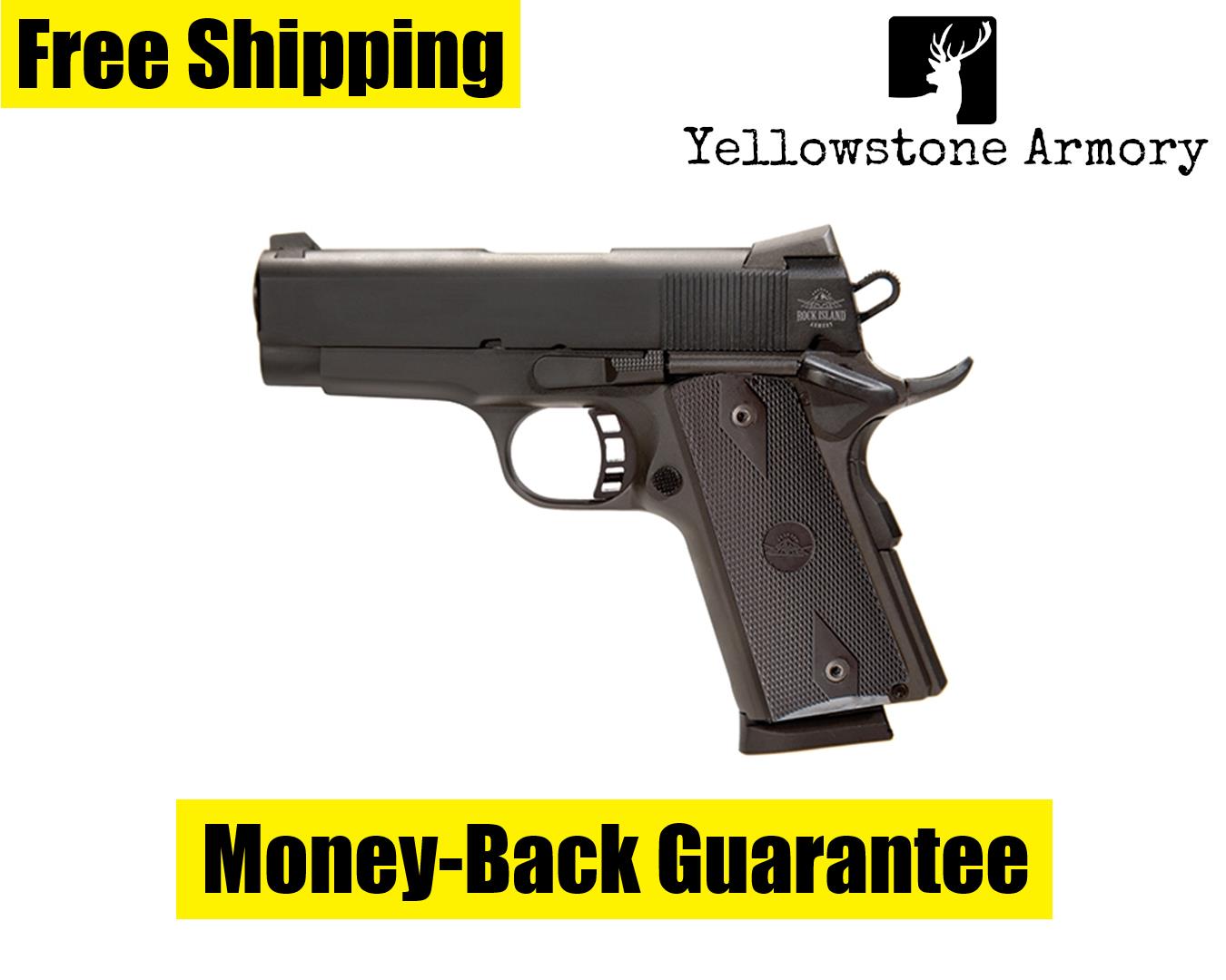 Rock Island Standard CS 1911 Pistol 45 ACP 3.6 in. Black Parkerized 8 ...