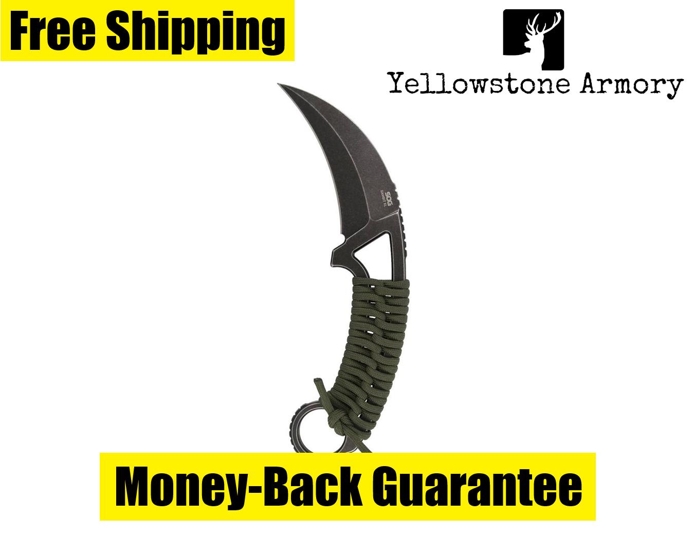 SOG Gambit XL Fixed Knife 4" Karambit Blade OD Green Box SOG-GB2001-BX ...