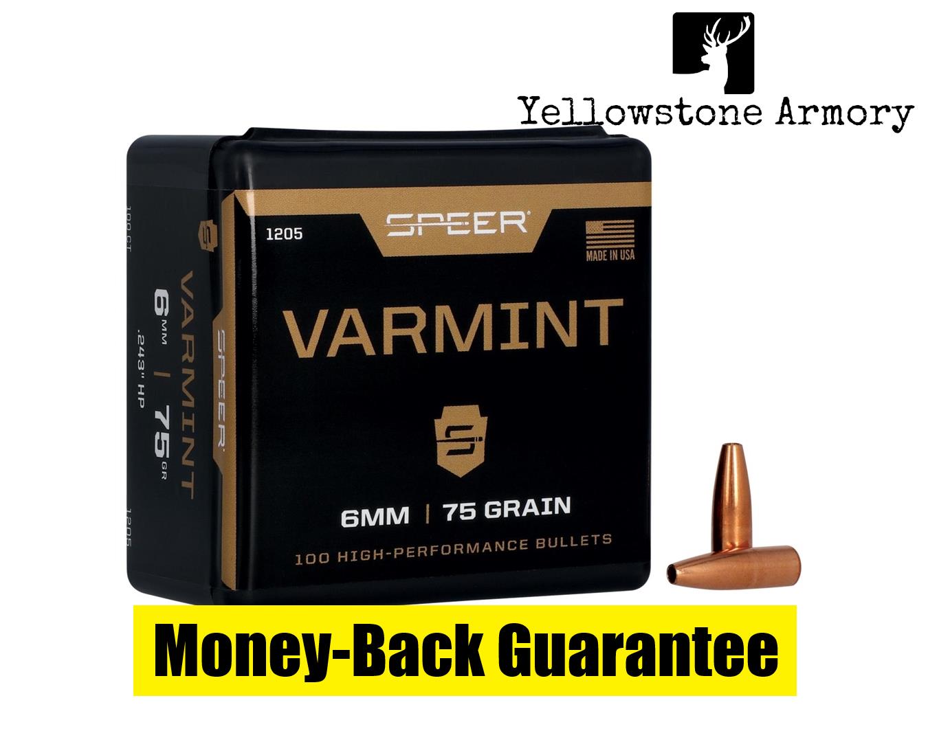 Speer 1205 Varmint 6mm 75gr Jacketed Hollow Point 100 Per Box/5 Case ...