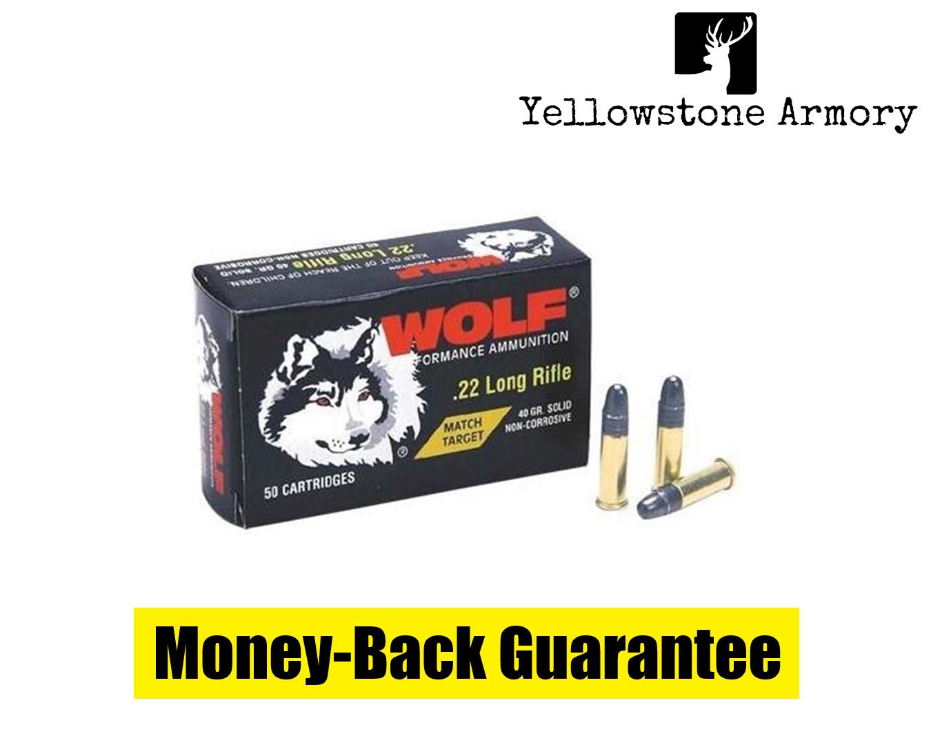 Wolf Match Target Rimfire Ammunition .22 LR 40 gr RN 50/ct 22MTB ...